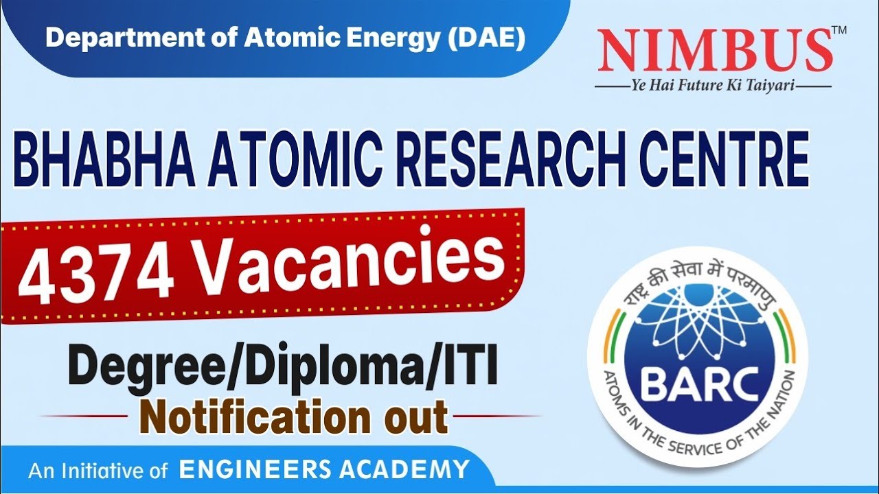 BARC Recruitment 2023 | BARC DAE Vacancy Out Degree/Diploma/ITI ...