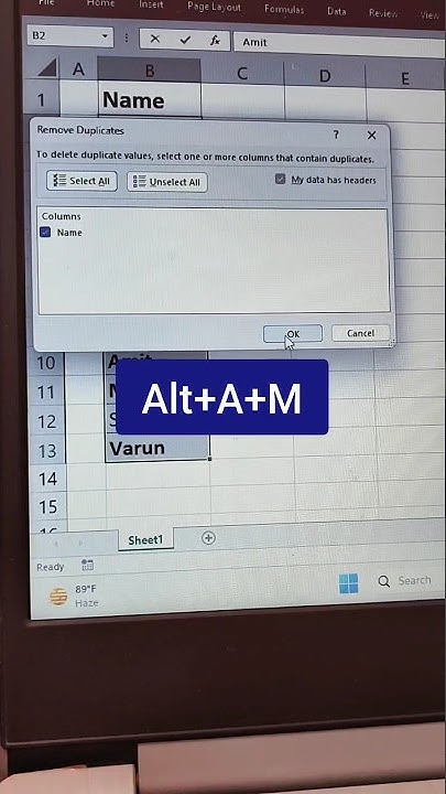 remove duplicate name in Excel #excel - YouTube