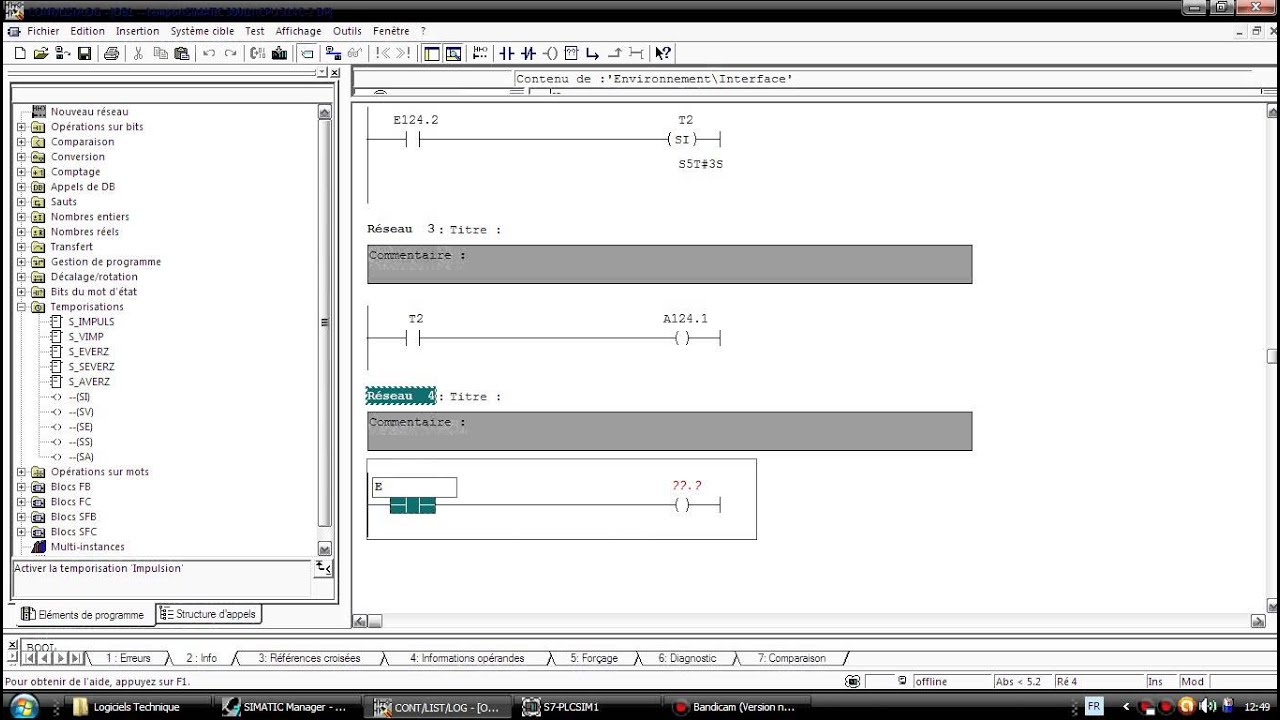 Step7 Simatic Manager :langage Ladder Pt 8:Temporisateur S-IMPULS ; S ...
