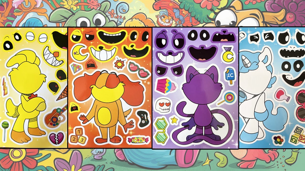 Funny Smiling Critters Sticker Book Makeover | Decorate books with ...
