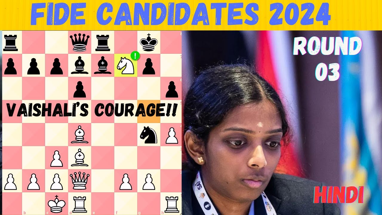 Nxf7!! Brave Move by Vaishali | FIDE Candidates 2024 | Petroff Defense ...
