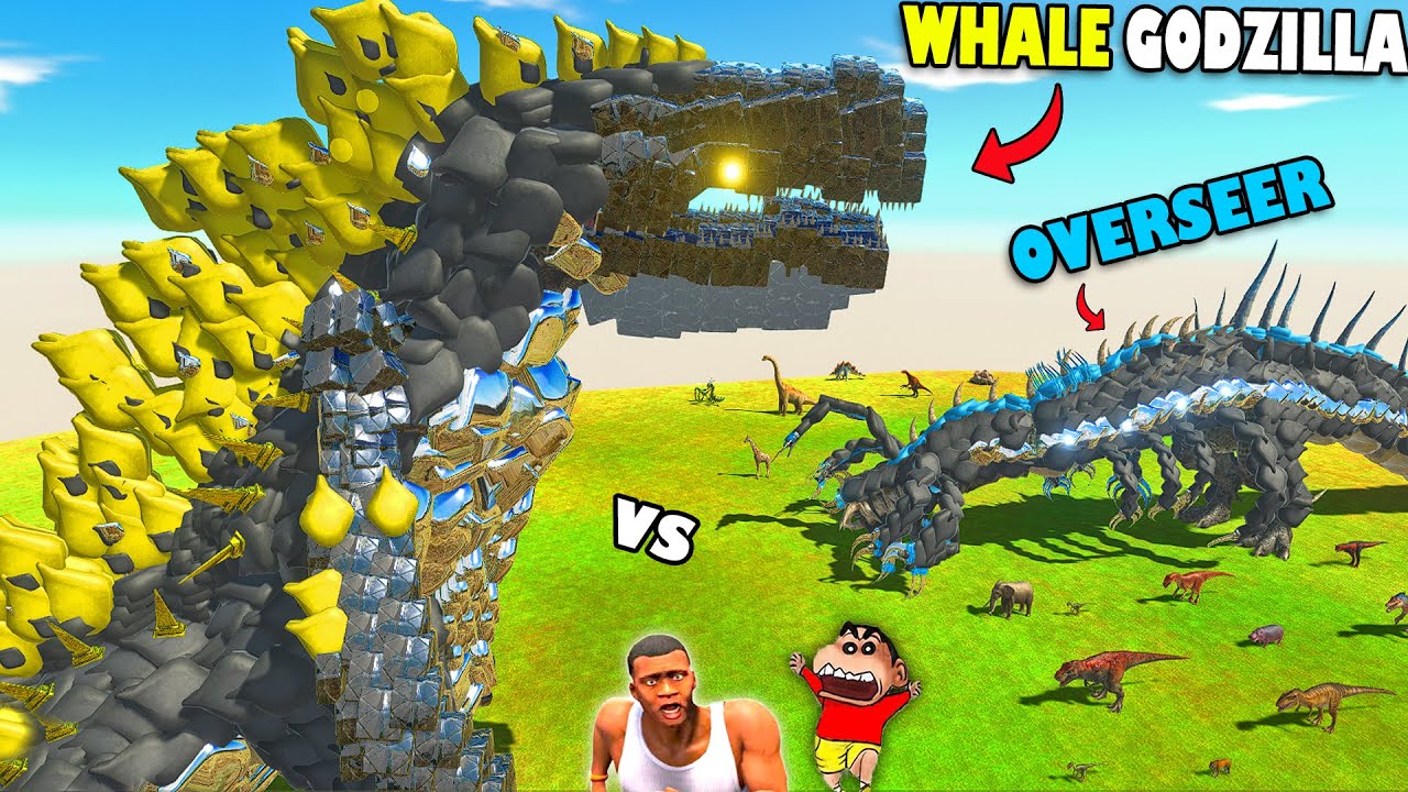 WHALE GODZILLA vs OVERSEER in Animal Revolt Battle Simulator Game In ...