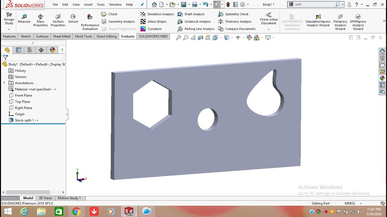 Split command Solidworks Design Hub - YouTube