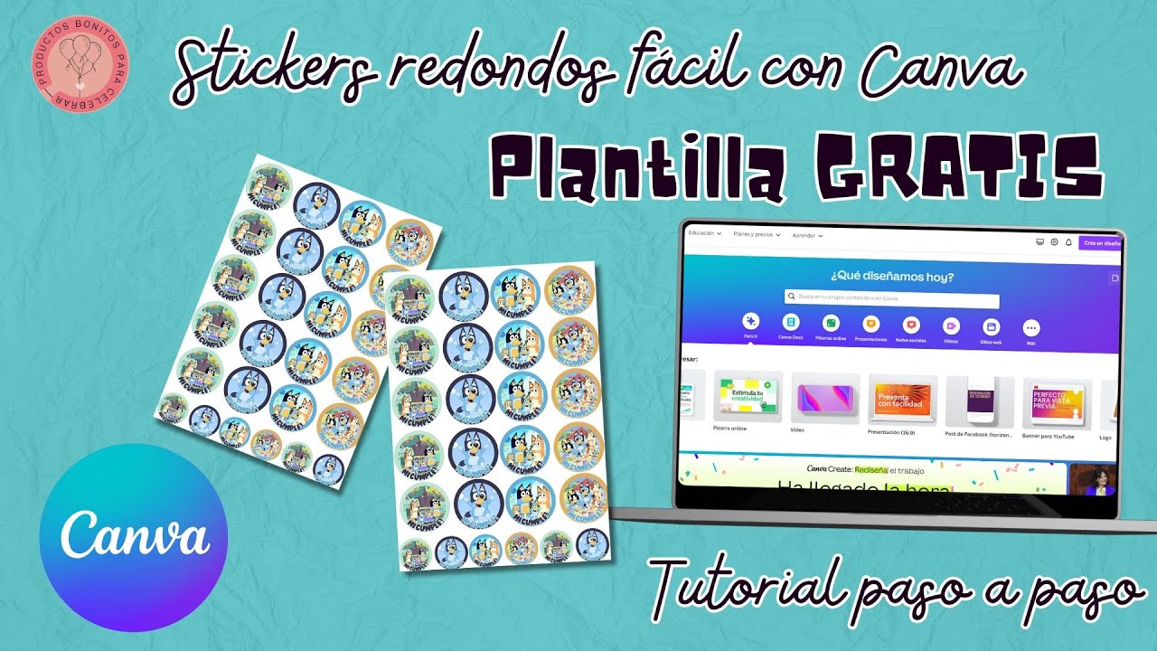CÓMO HACER STICKERS REDONDOS RÁPIDO Y FACIL CON CANVA GRATIS - YouTube