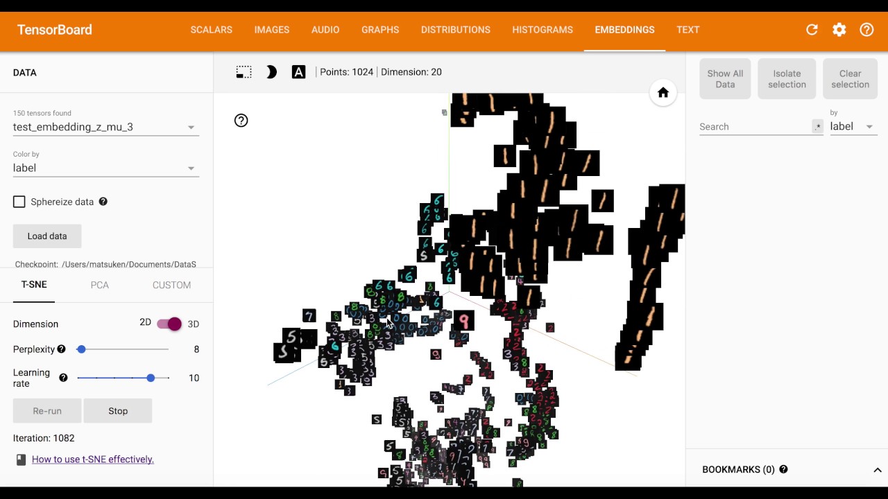 Tensorboard Embedding For Mnist With Vae Youtube