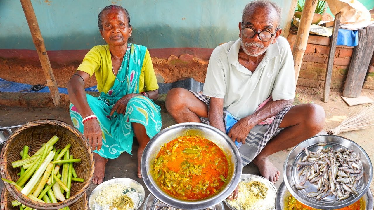 SMALL FISH WITH TARO ROOT RECIPE | farm fresh taro root collecting and ...