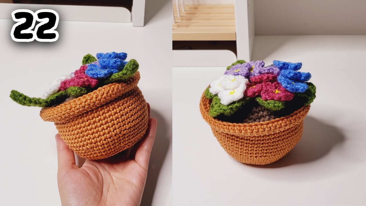 Crochet Flower POT Bouquet 5 Minute Tutorial! - YouTube