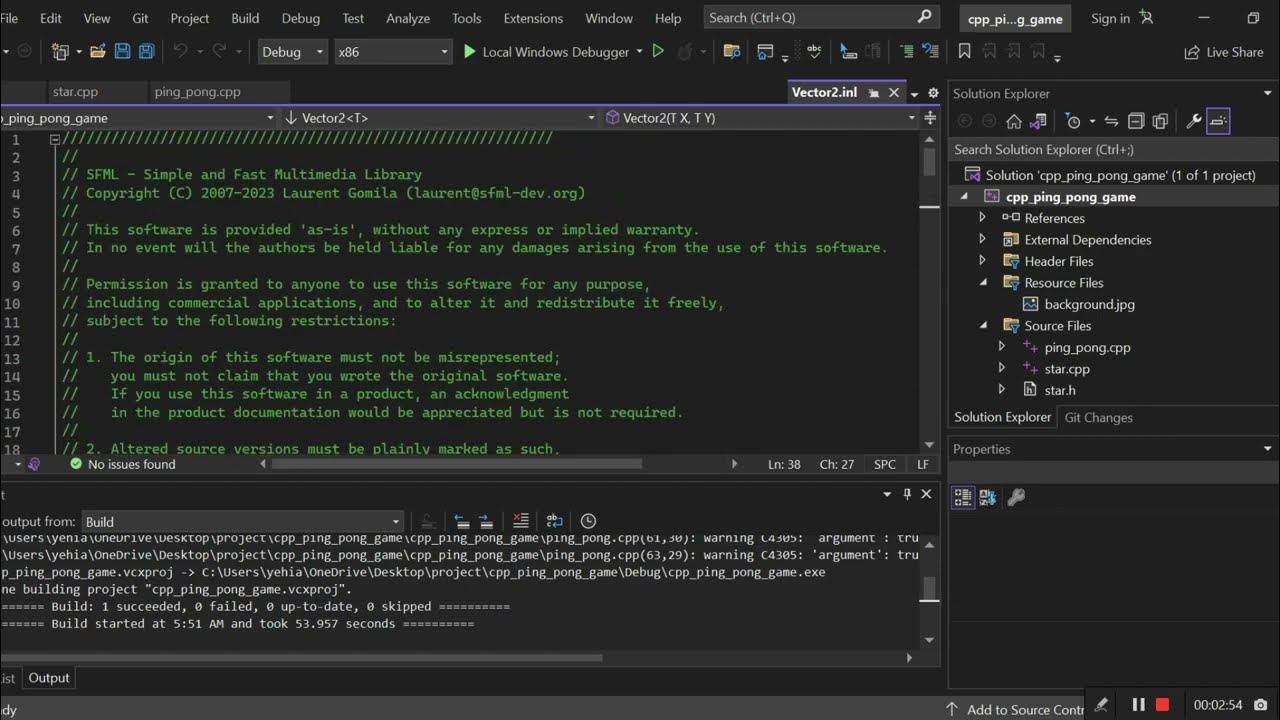 ping pong game in c++ using sfml library - YouTube