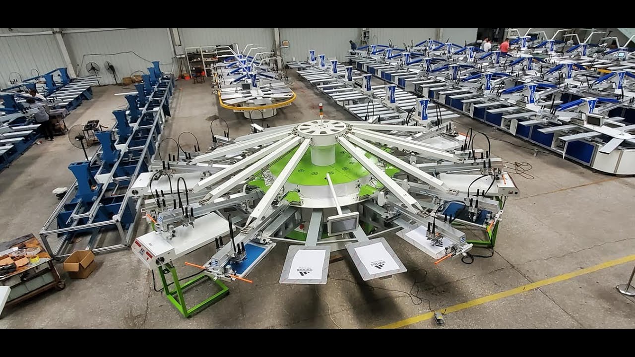 14colors octopus screen printing machines for t shirts - YouTube