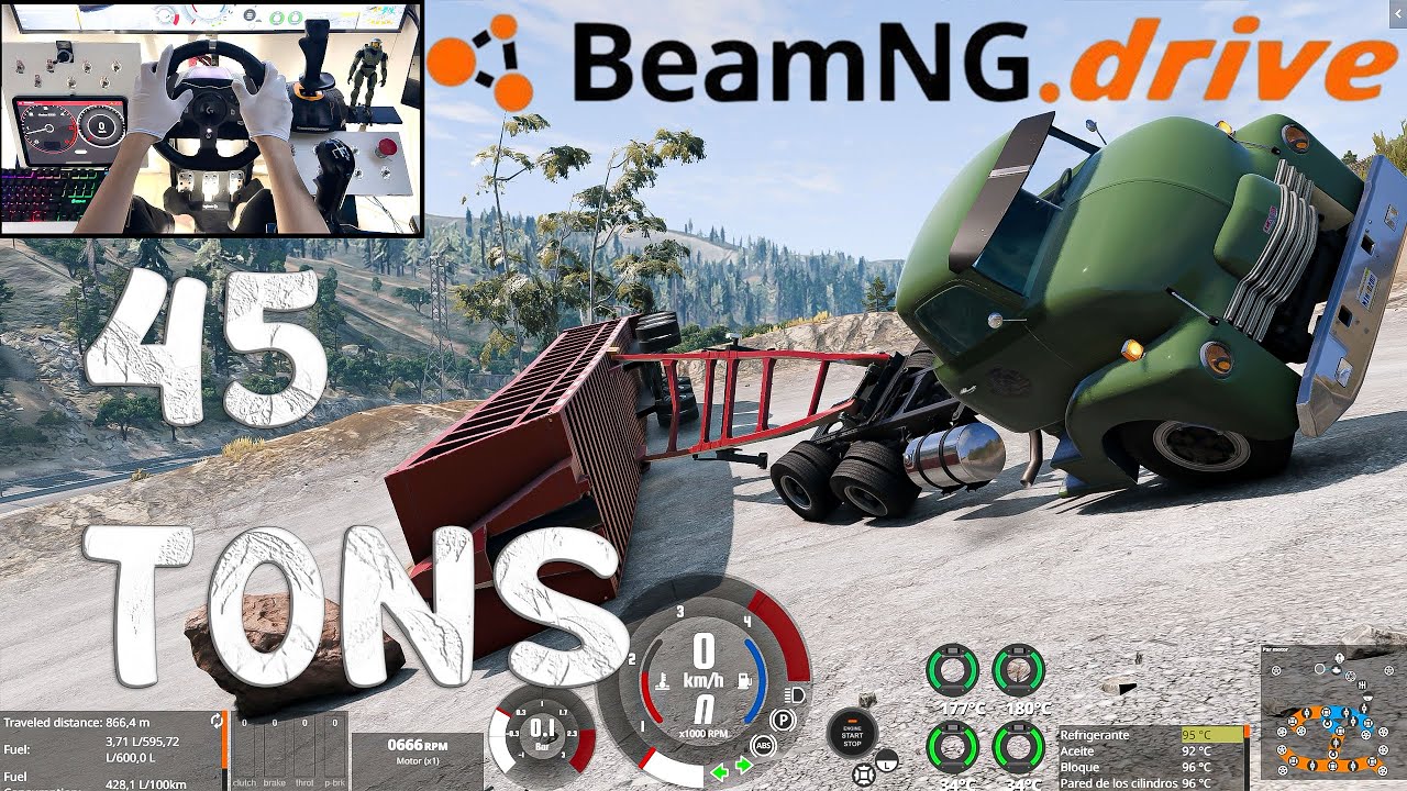 BeamNG.Drive | Vintage T-Series hauling 45 tons of rocks, stressful ...