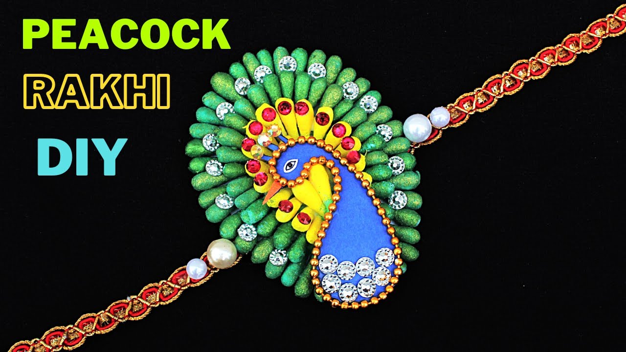 DIY Peacock Rakhi Making at home with Cotton Buds| How to make Rakhi ...