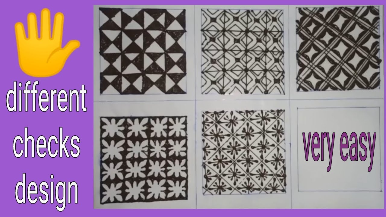 5 different checks design/ checks mehndi design/new heavy checks design ...