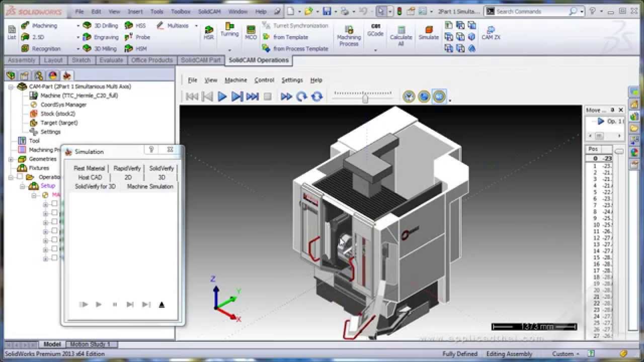 การกำหนด Operation Sim 5 Axis SolidCAM - YouTube