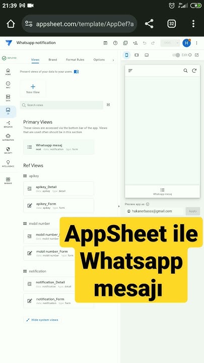 Sending a message to Whatsapp via Google sheet with Appsheet. #googlesheet #appsheet #whatsapp ...