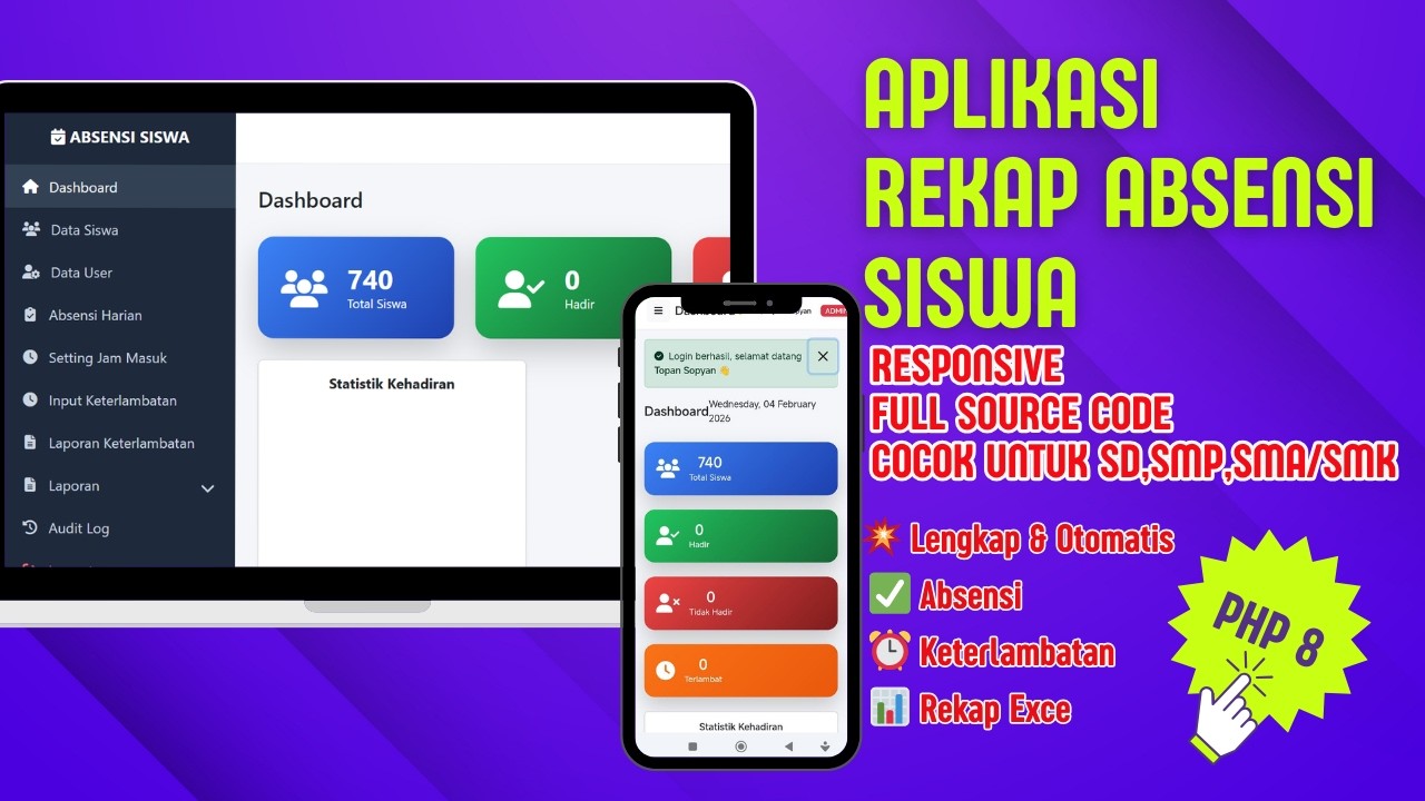 Source Code Aplikasi Rekap Absensi Siswa Suport PHP 8.2 - YouTube