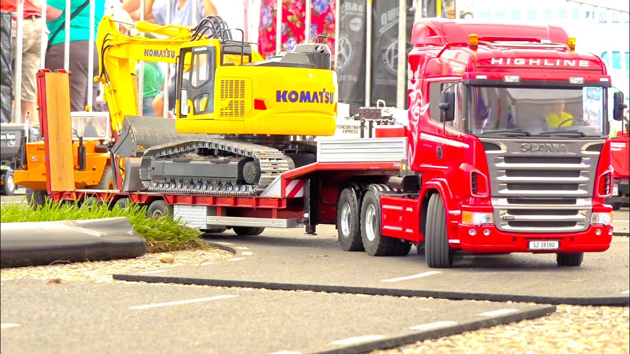 RC CONSTRUCTION EQUIPMENT IN ACTION// SCANIA RC TRUCK HEAVY HAUALGE ...