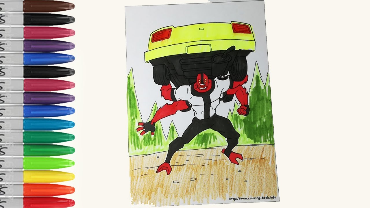 Ben Ten Coloring Pages Car