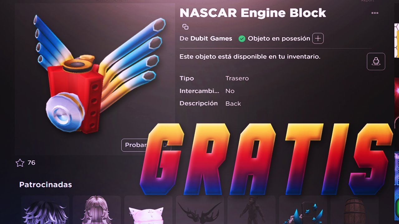 🚙 CONSIGUE EL NASCAR ENGINE BLOCK *GRATIS* EN ROBLOX! - YouTube