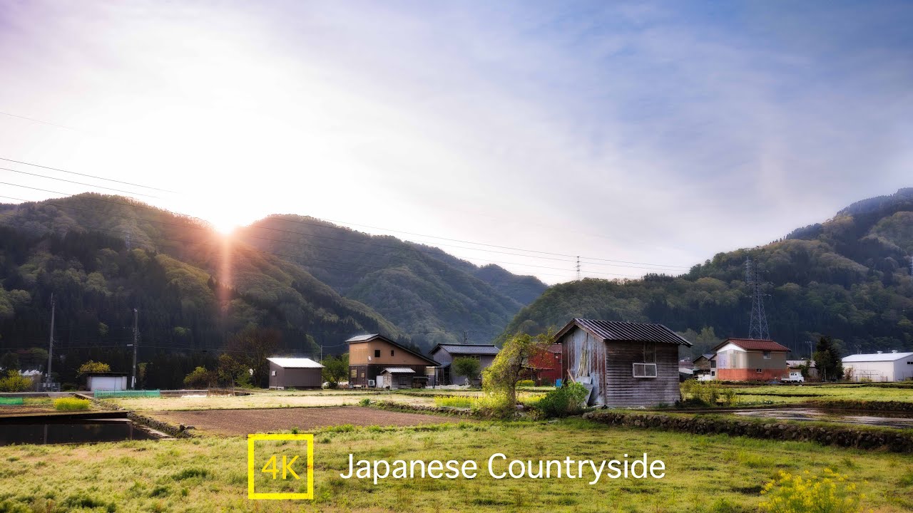 【4K Japan】Small village morning walk Japanese Countryside with relax ...