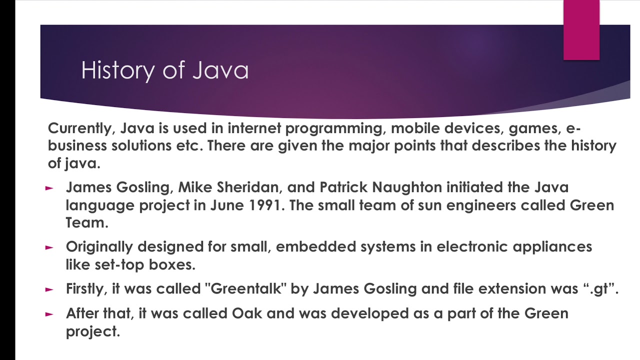 Introduction And History Of Java Youtube