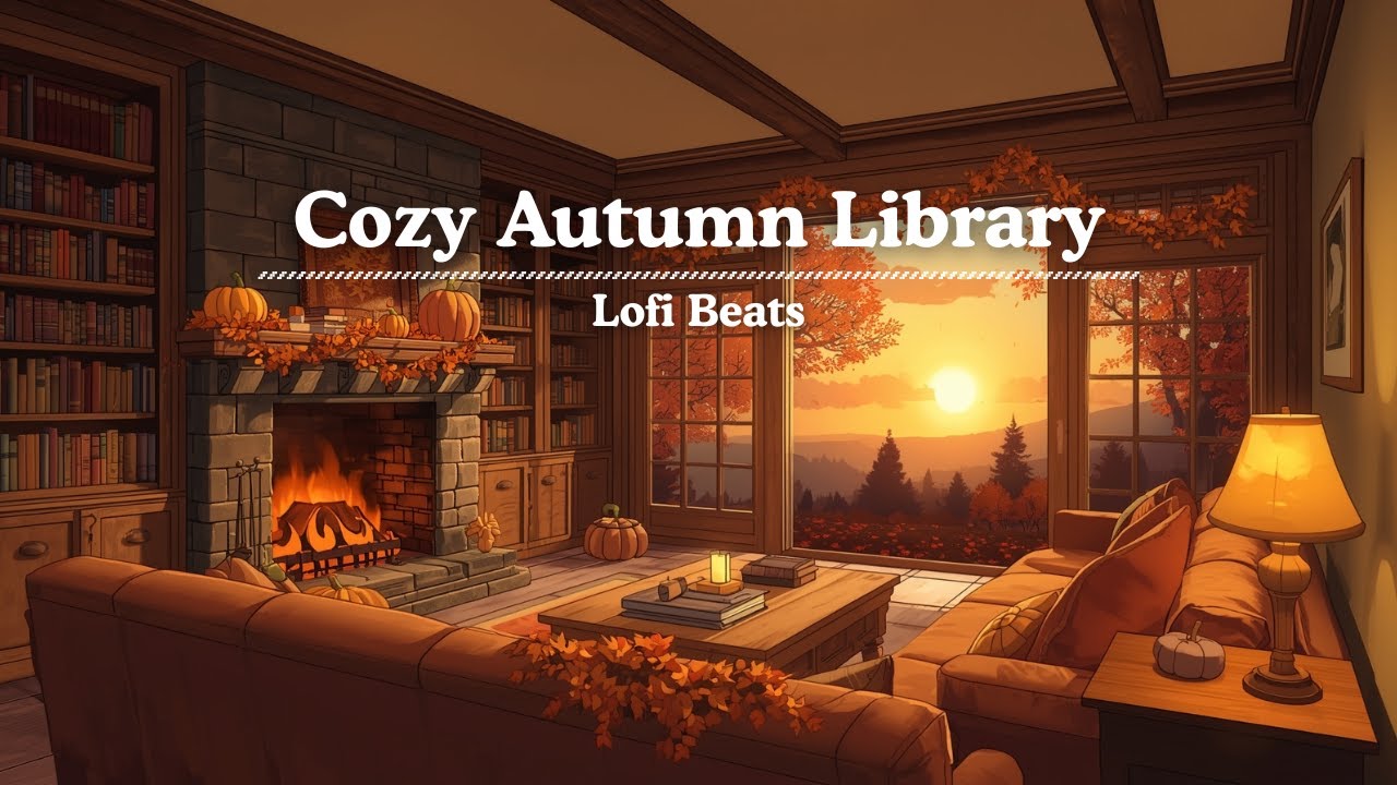 Cozy Autum Library | Chill Lofi Beats to Study & Relax - YouTube
