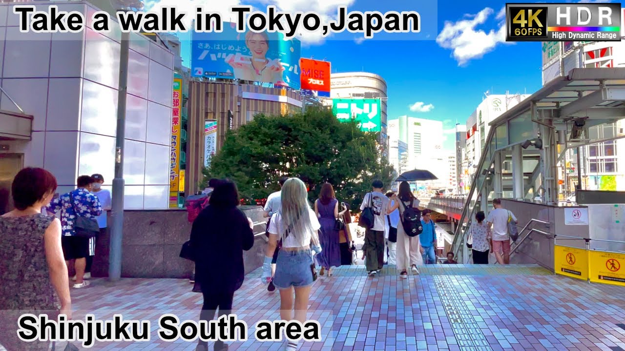 4K 60fps HDR// Take a walk in Tokyo, Japan, Shinjuku South Area→ ...