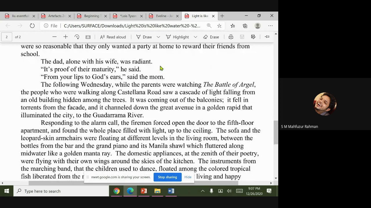 "Light is like water" -- Gabriel Garcia Marquez - YouTube