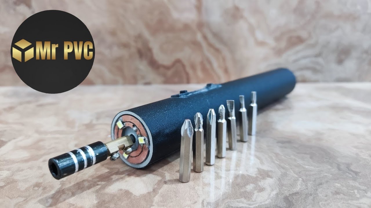 Handmade rechargeable electric screwdriver from PVC pipe | DIY - YouTube