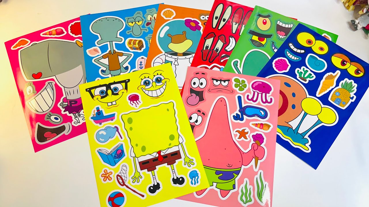 🌈PaperDIY🌈DecorateSpongeBob SquarePants with stickers#paper#diy# ...