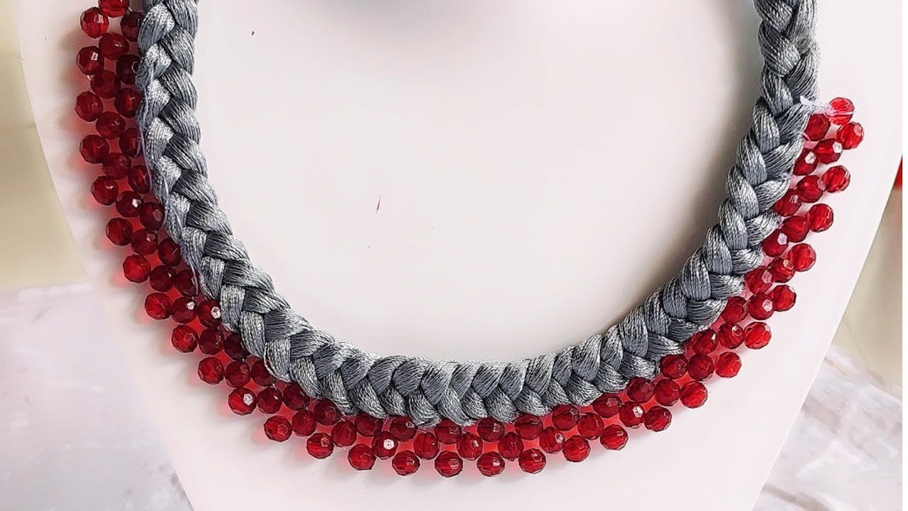 How to Make Weaving Necklace//Silk Thread Necklace... - YouTube