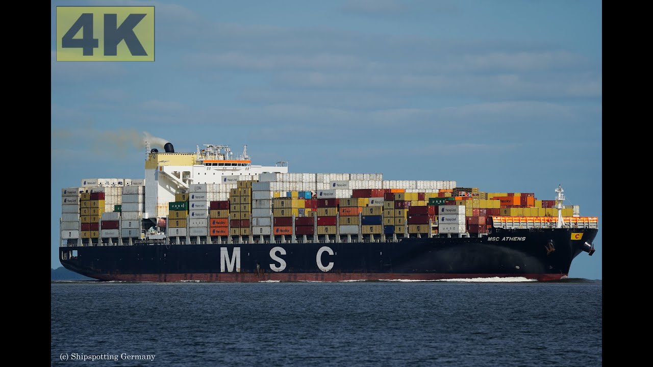MSC ATHENS - Shipspotting Germany 🇩🇪 IMO 9618305 - River Elbe near City ...