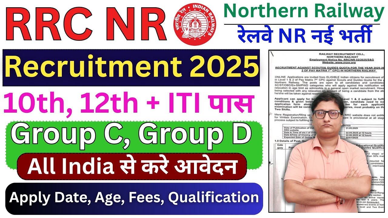 Railway RRC NR Recruitment 2025 | rrc northern railway Group C, Group D ...