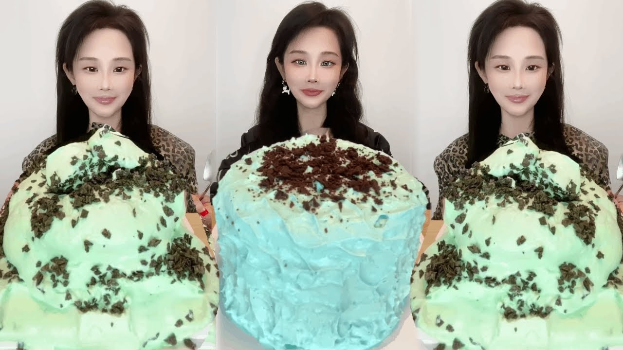 Asmr🍰Eating Mint White Chocolate🍰 (Soft And Waxy Sound) 크림丨먹방丨Mukbang丨 ...