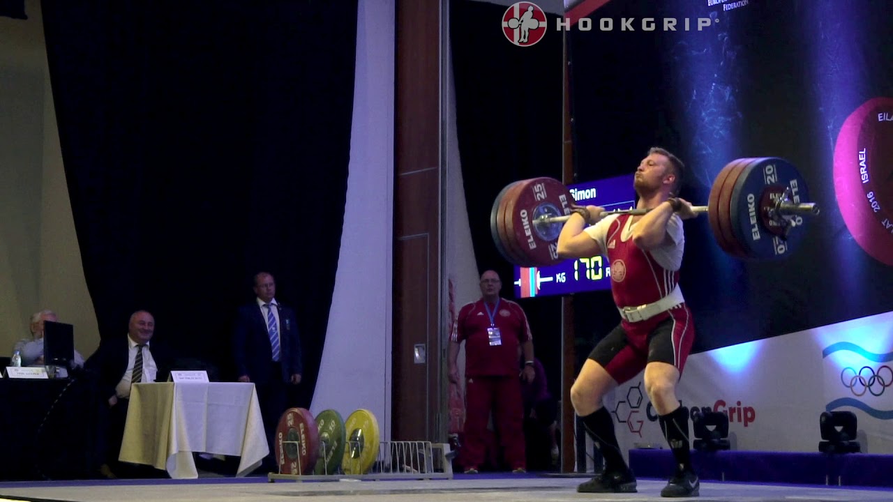 Simon Darville (94) - 170kg Clean and Jerk @ 2016 European U23 ...