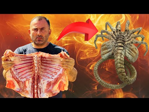 Tuhaf bir hayvandan köfte! 👽🥩 Açık havada ateş üzerinde pişirmeUzaylı eti GEORGY KAVKAZ