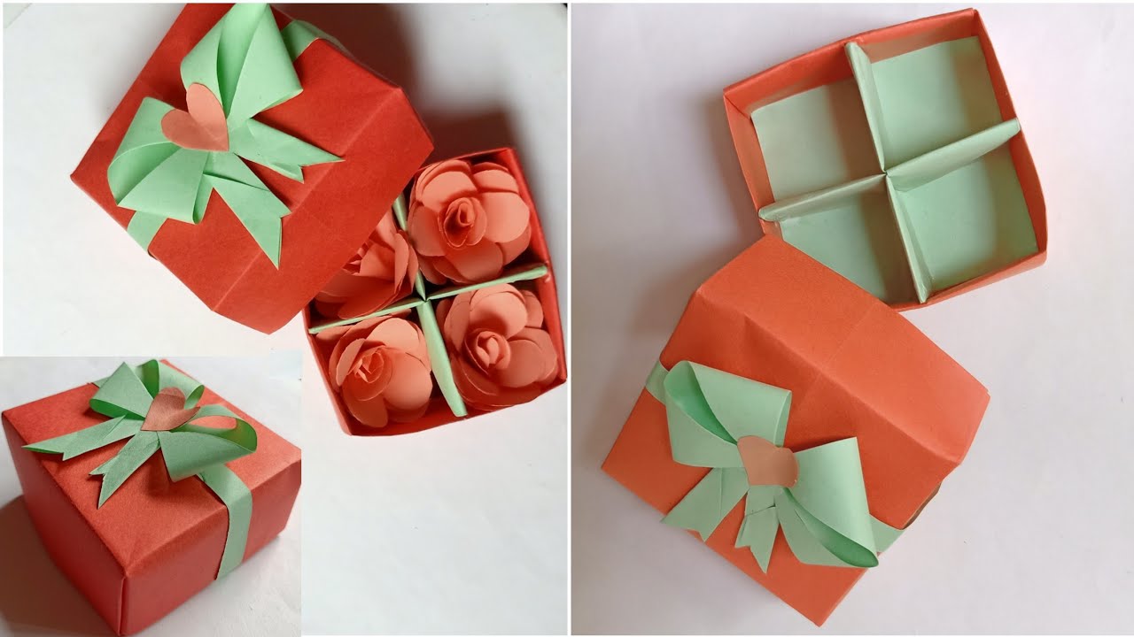 how to make paper gift box with lid/Easy paper gift box/DIY paper gift ...