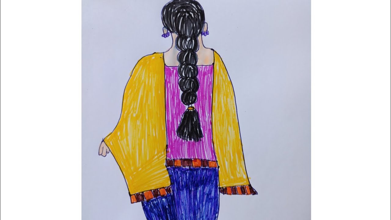 How to draw a girl using sketch pens - YouTube