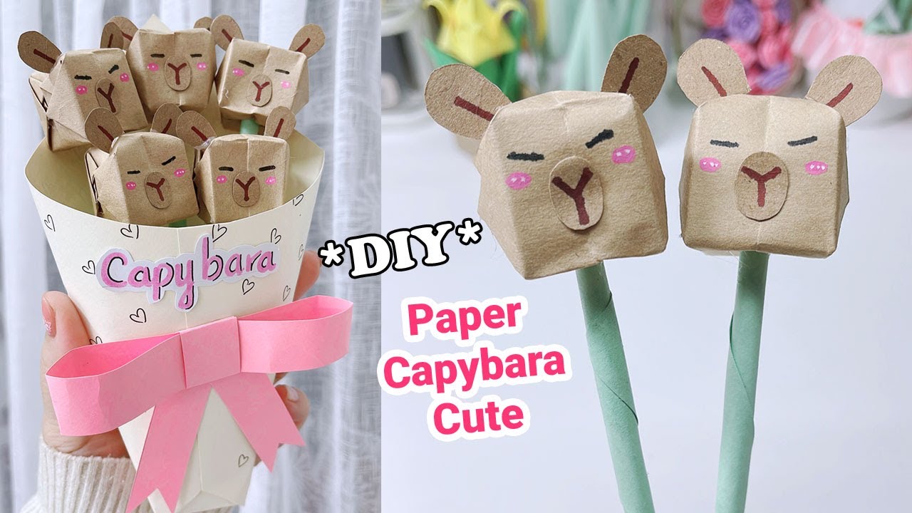 Cách làm bó hoa Capybara cute bằng giấy/ DIY cute gift/ Liam Channel ...