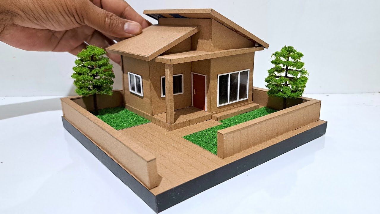 DIY - CARA MEMBUAT MINIATUR RUMAH MINIMALIS DARI KARDUS - YouTube