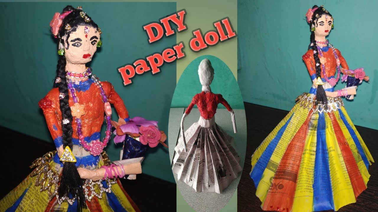 Paper doll || traditional attire ||doll made with newspaper - YouTube