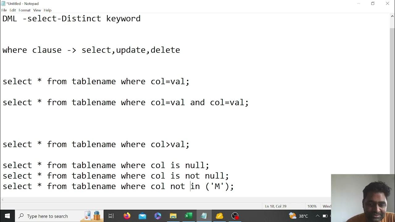 DML-Where clause - YouTube