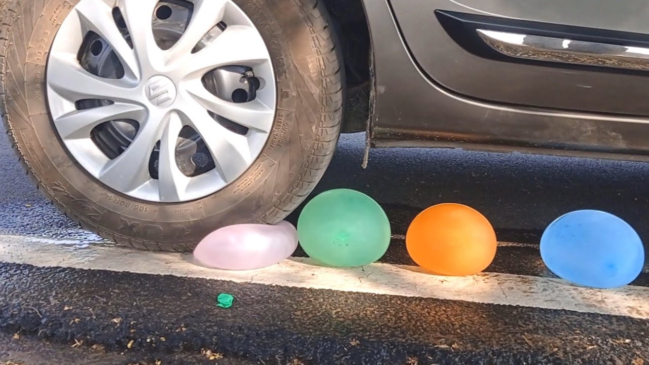 Experiment Car vs Water Balloons : Crushing crunchy & soft things by ...