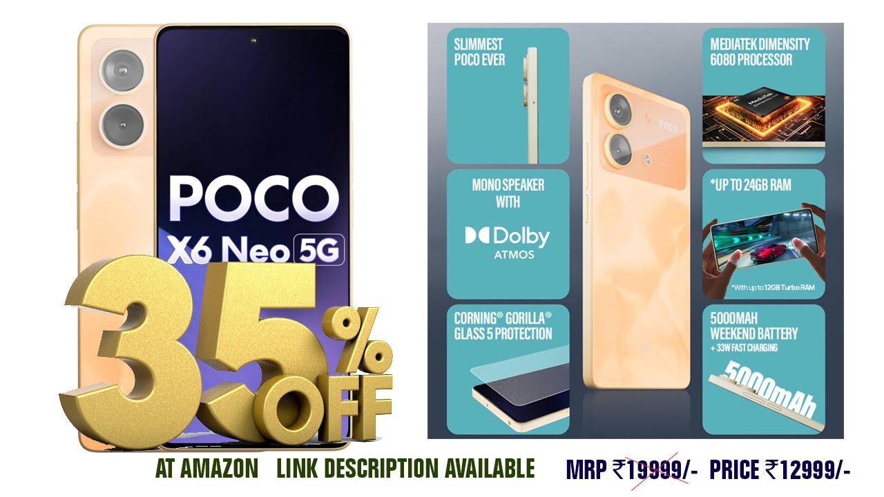 POCO X6 Neo 5G ll Dimensity 6080 Processor ll 108MP + 2MP Rear Camera ...