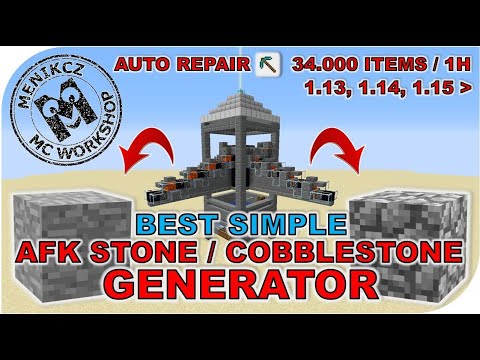 AFK STONE / COBBLESTONE GENERATOR 1.13, 1.14., 1.15 WITH AUTO PICKAXE REPAIR, SIMPLE AND ...