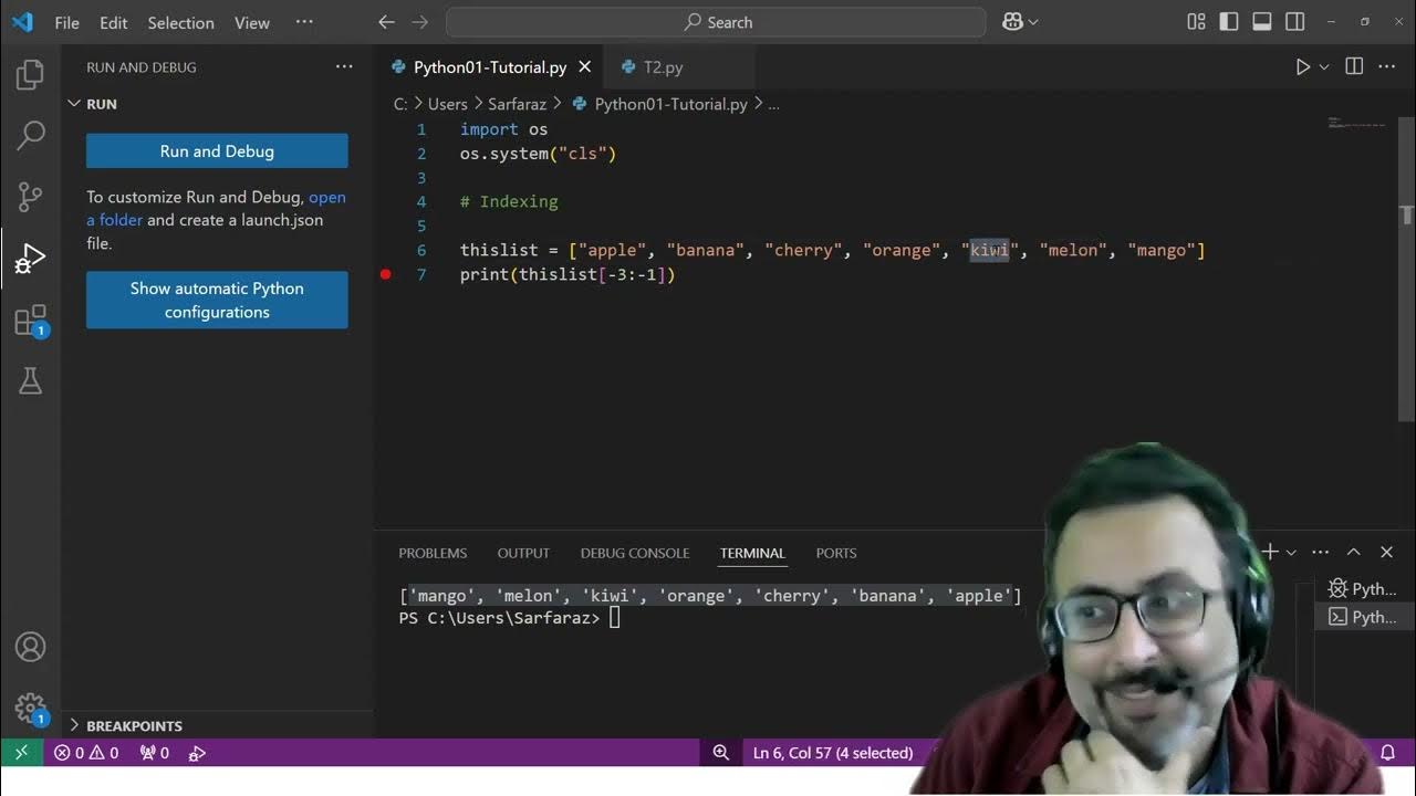 PythonTutorial 01 P02 Basics of List + Debugging + Slicing - YouTube