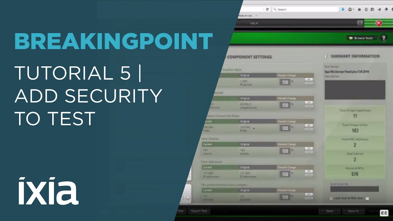 Tutorial 5 Adding Security to a Test on Ixia BreakingPoint - YouTube