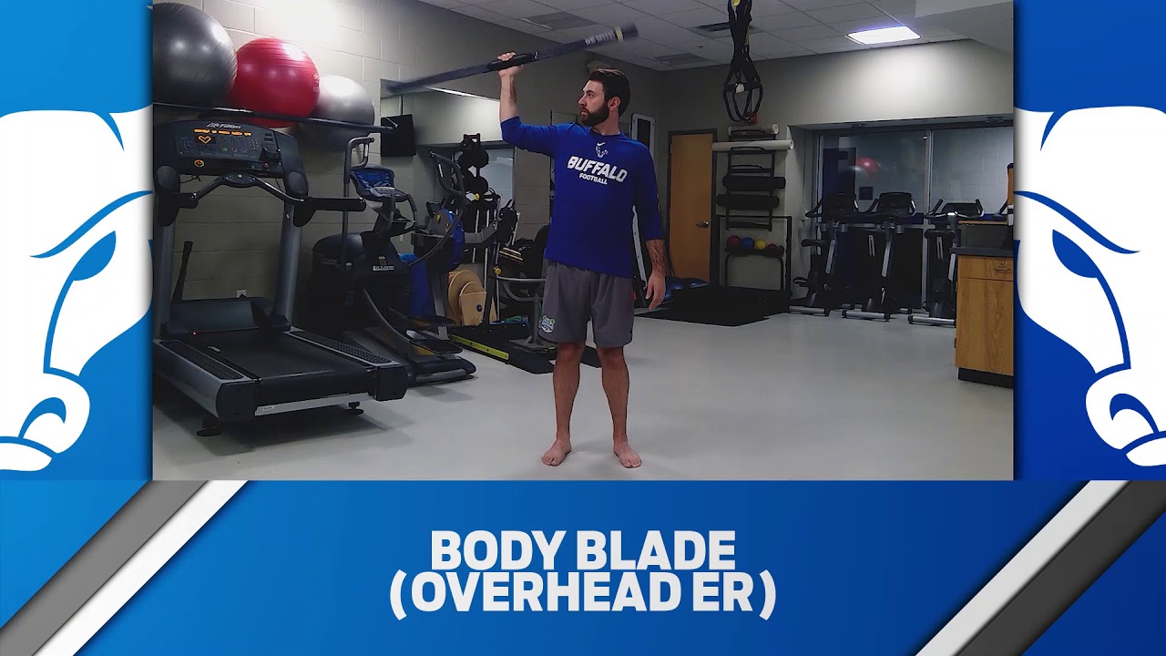 Upper Extremity Rehab- Overhead External Rotation with Body Blade - YouTube