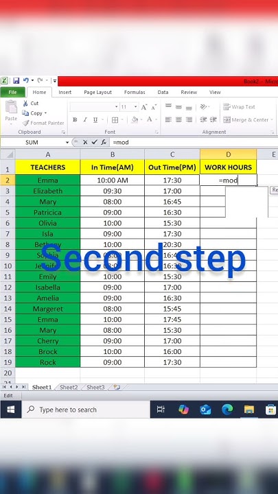How to calculate Hour work in Excel #excel #exceltips #shortfeed #shorts - YouTube