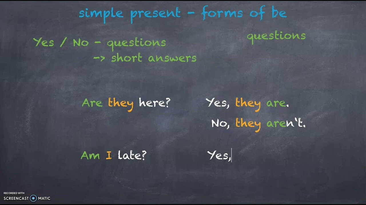 questions with 'be' - in simple present - YouTube