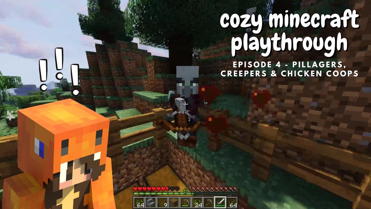 Pillagers, Creepers & Chicken Coops - Cozy Minecraft Longplay Ep. 4 [No ...